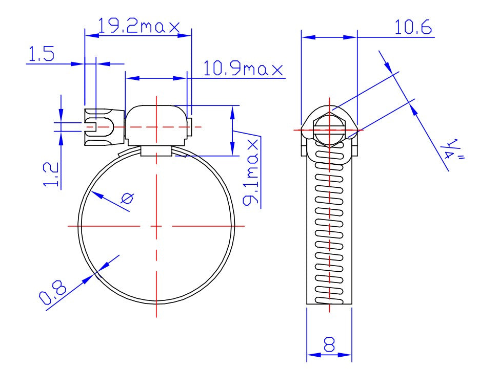 4700 Series All Stainless Miniature 8mm Narrow Band Hose Clamps Boxes ...